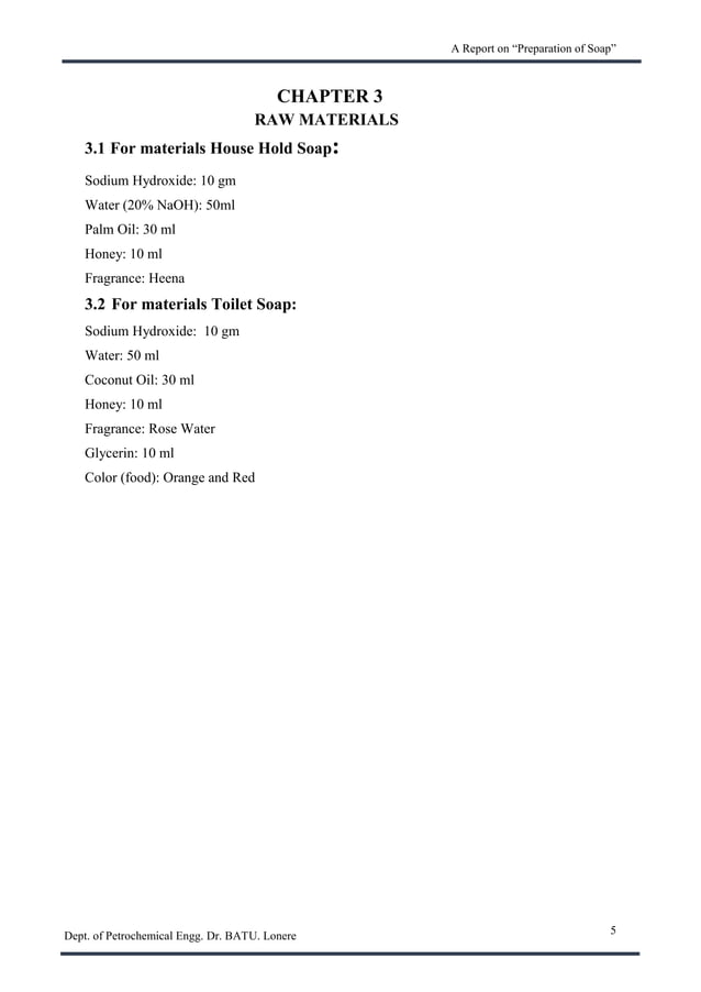 A Report on Preparation of soap | PDF | Candle and Soap Making | Arts ...
