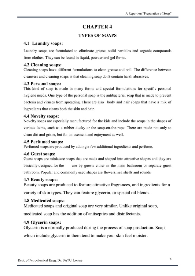 A Report on Preparation of soap | PDF | Candle and Soap Making | Arts ...