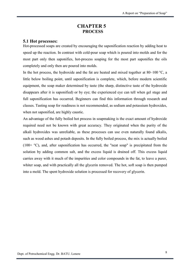 A Report on Preparation of soap | PDF | Candle and Soap Making | Arts ...