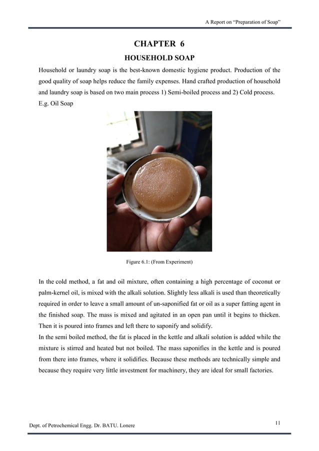 A Report on Preparation of soap | PDF | Candle and Soap Making | Arts ...