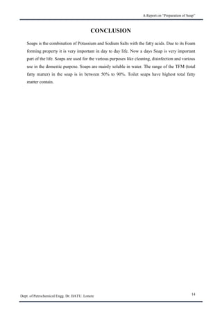 A Report on Preparation of soap | PDF