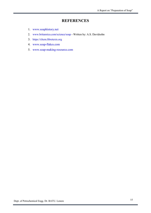 A Report on Preparation of soap | PDF | Candle and Soap Making | Arts ...
