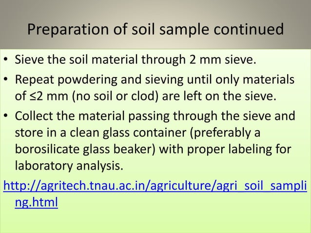 Preparation of soil sample part i | PPTX