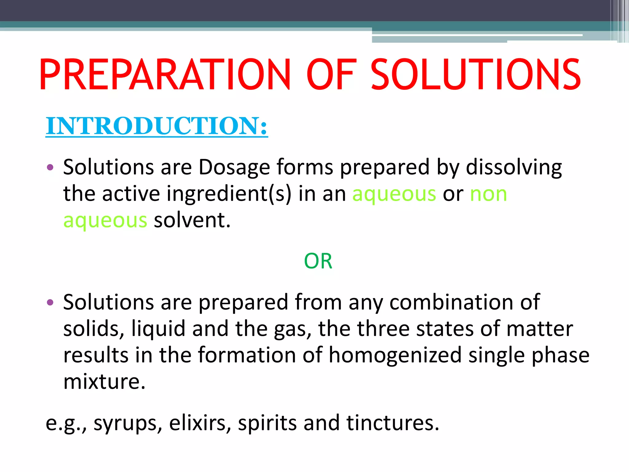 Preparation of solution | PPTX