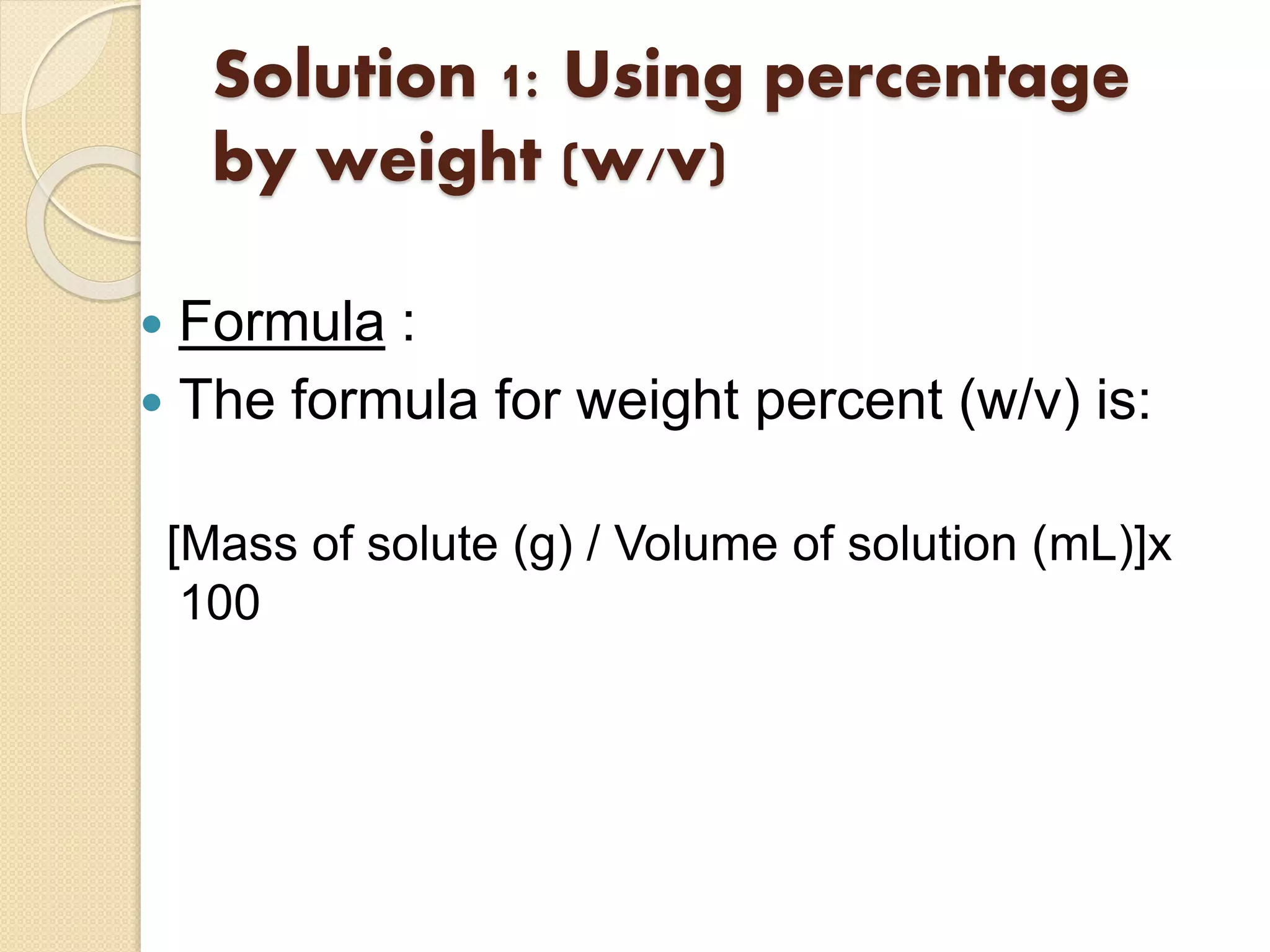 chemistry : Preparation of solution | PPTX