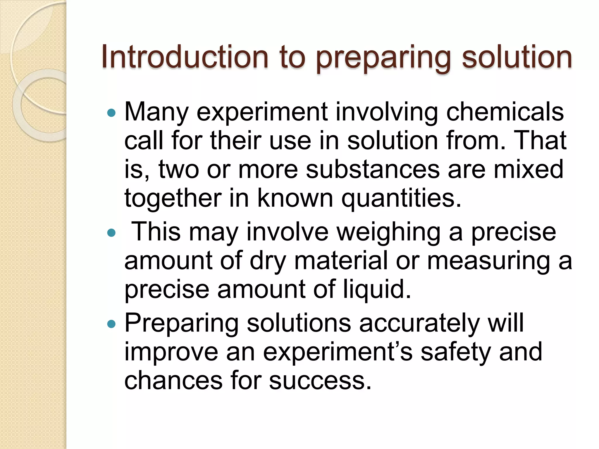 chemistry : Preparation of solution | PPTX
