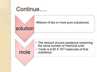 chemistry : Preparation of solution | PPTX