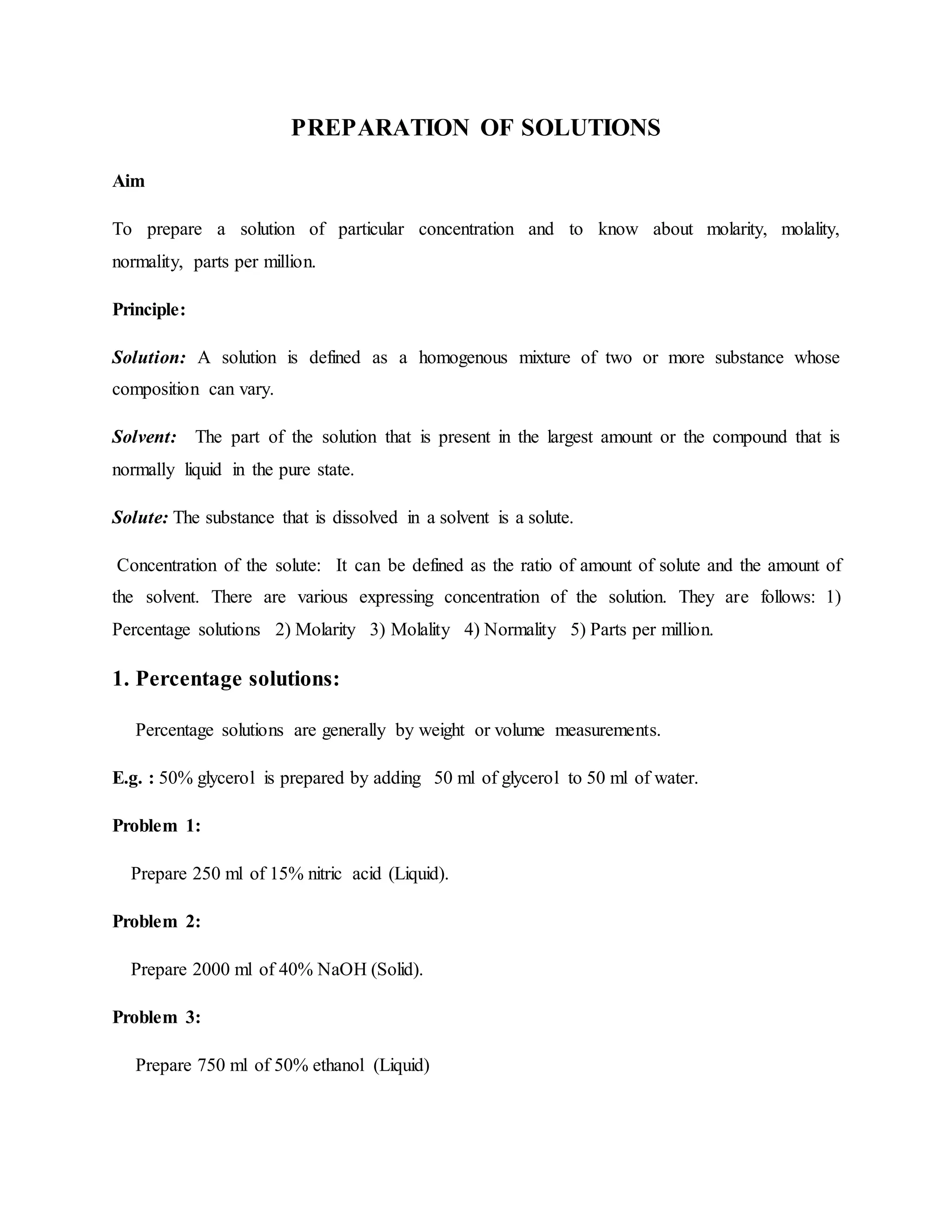 Preparation of solutions | DOCX