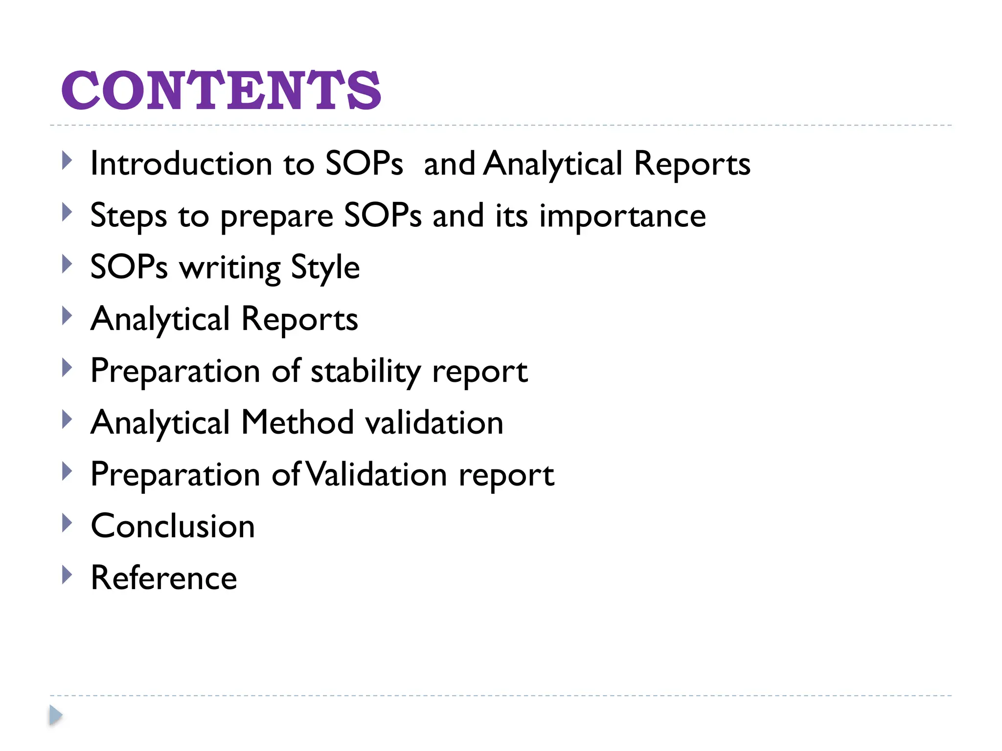 Preparation Of Sops And Analytical Reports Pptx