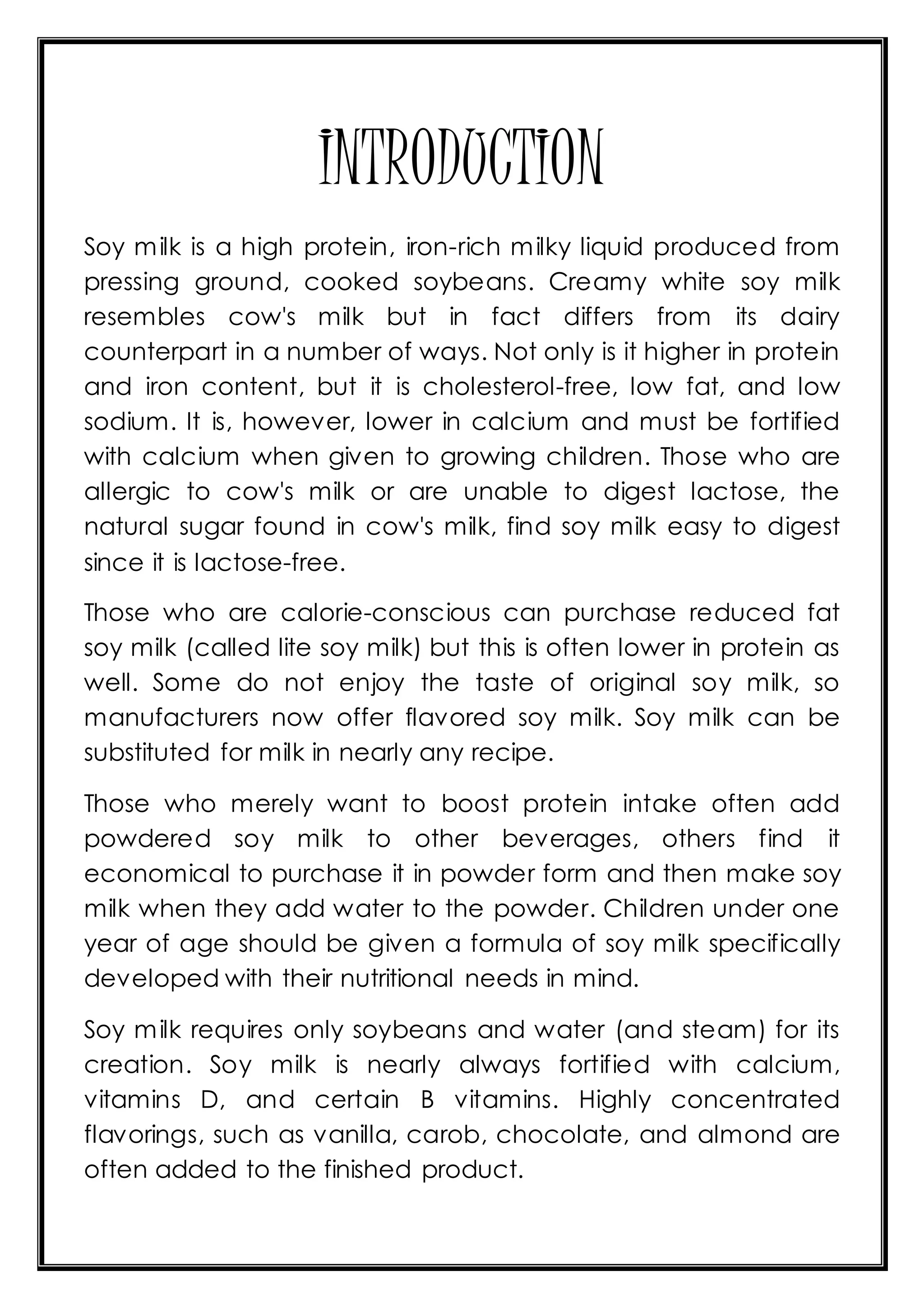 Preparation Of Soy Milk And Its Comparison With Natural Milk Class XII ...