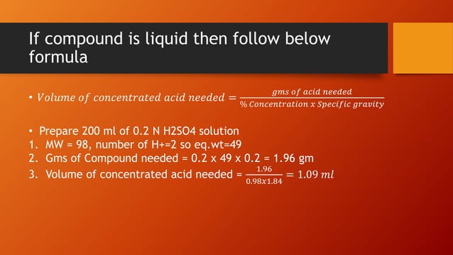 Preparation of standard, normal and molar solutions | PPTX | Chemistry ...
