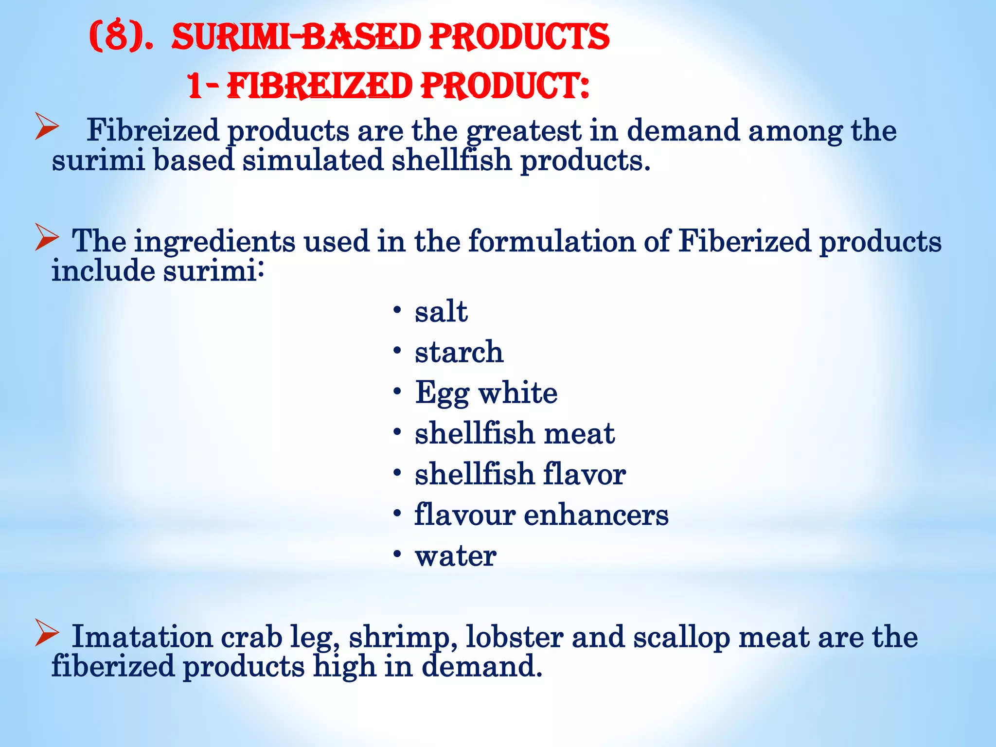 Preparation of surimi and minced based fishery products | PDF