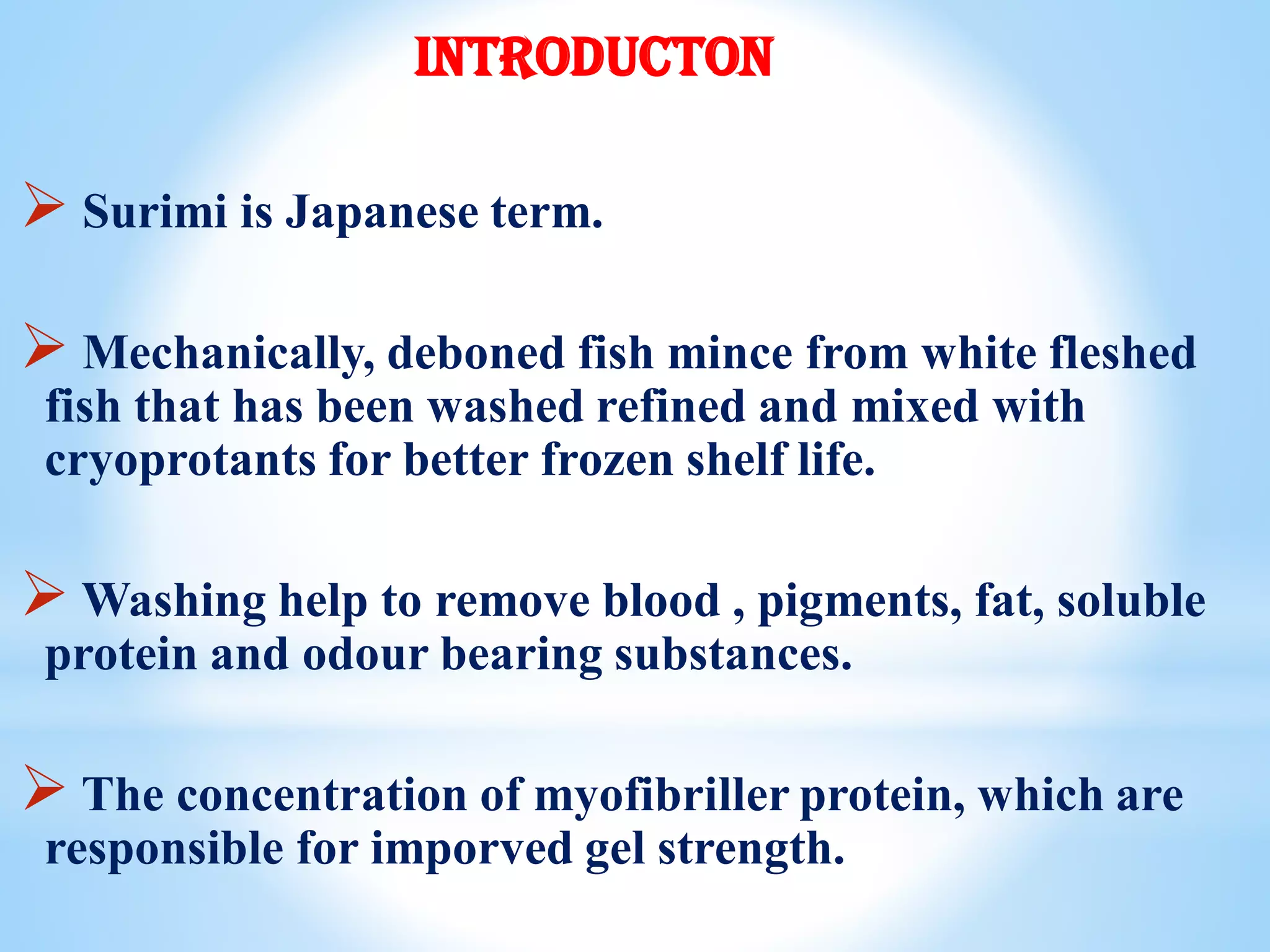 Preparation of surimi and minced based fishery products | PDF