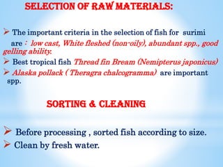 Preparation of surimi and minced based fishery products | PDF