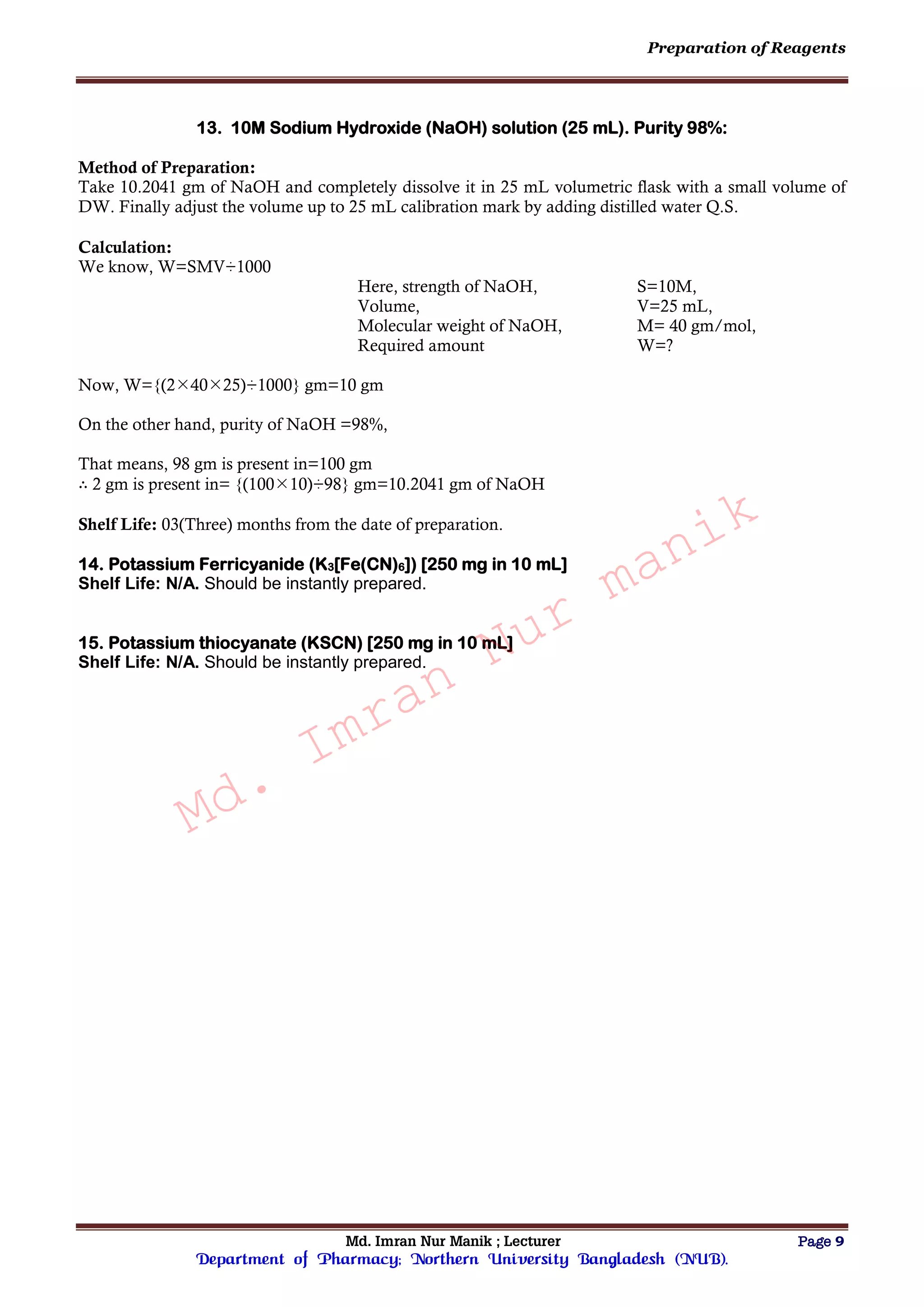 Preparation of the LAB reagents | PDF