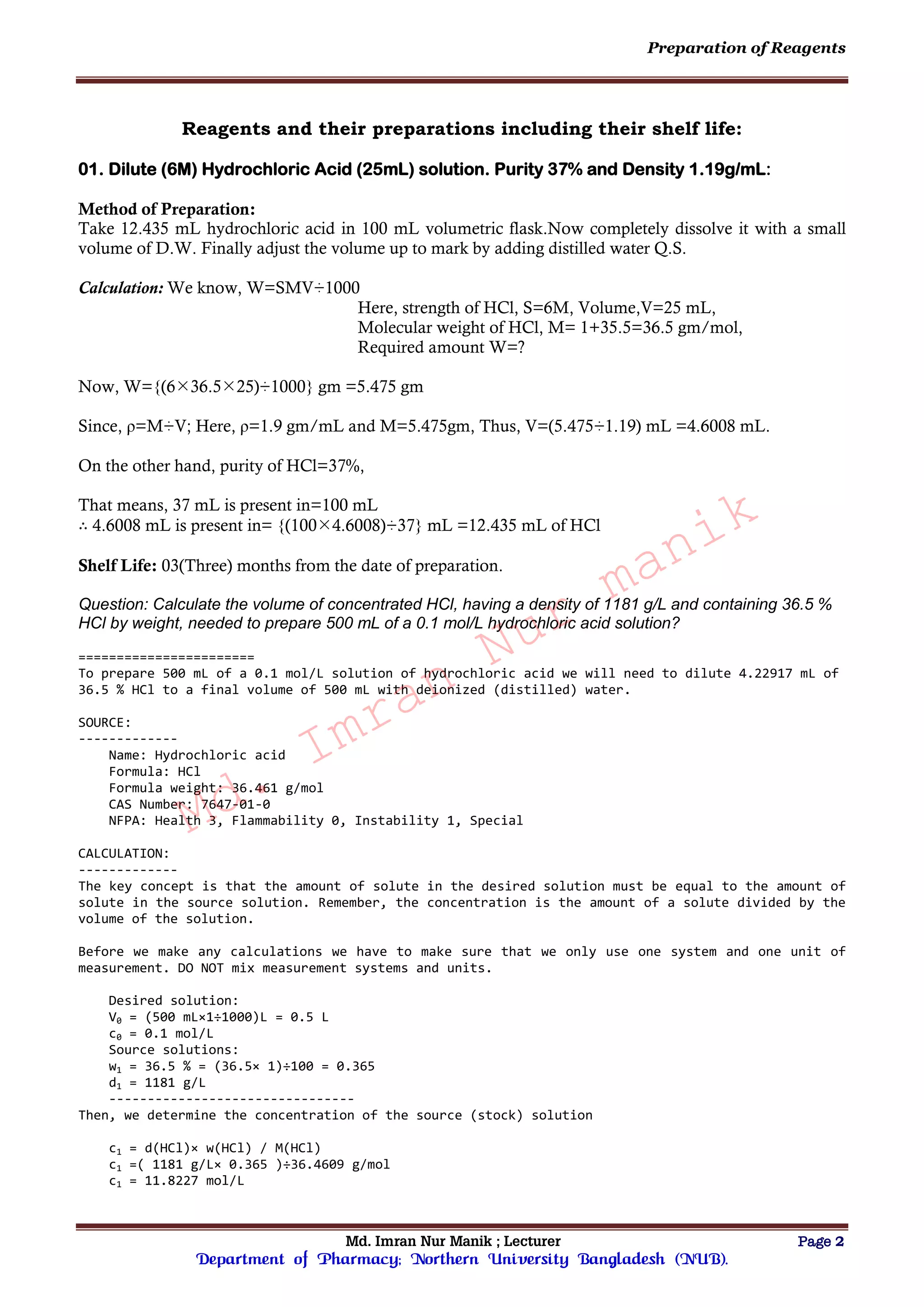 Preparation of the LAB reagents | PDF