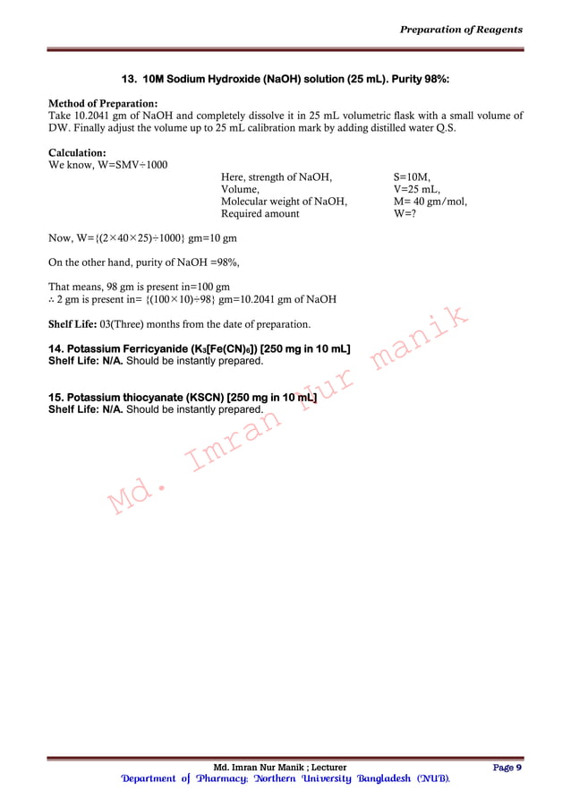 Preparation of the LAB reagents | PDF