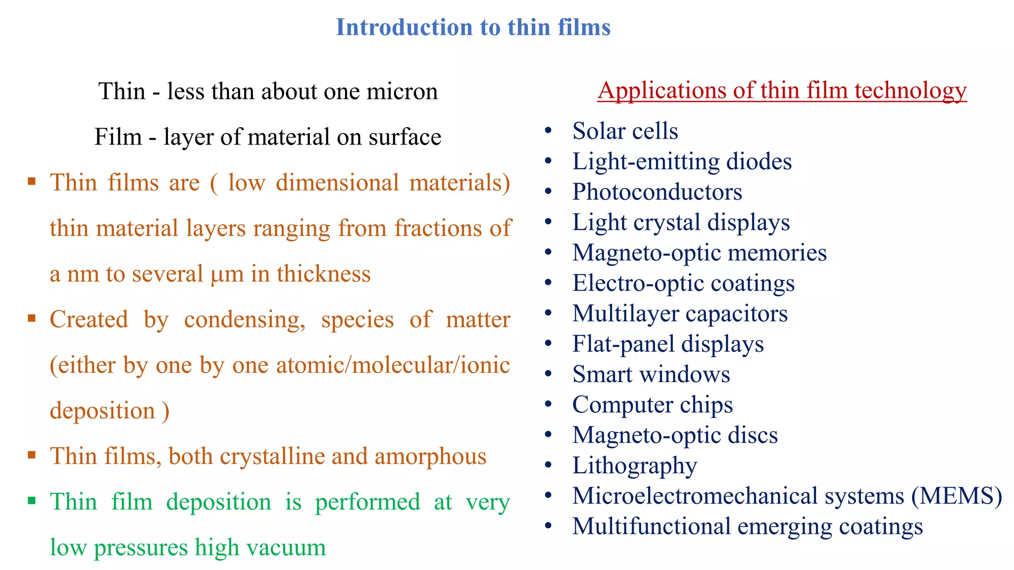 Preparation of thin films | PDF