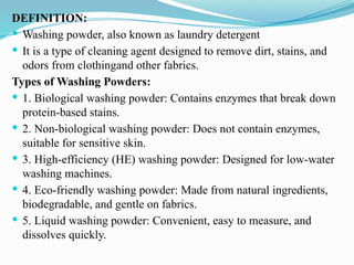 Preparation of washing powder definition, types of washing powder ...