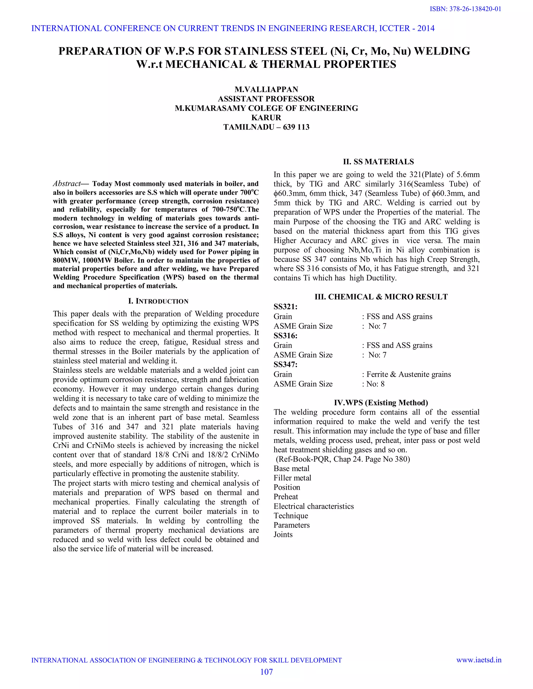 Preparation of wps for stainless steel | PDF