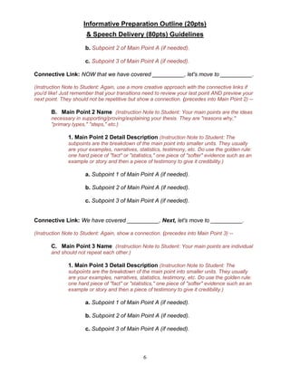 TEMPLATE SAMPLE of an Informative SPEECH Preparation OUTLINE | PDF