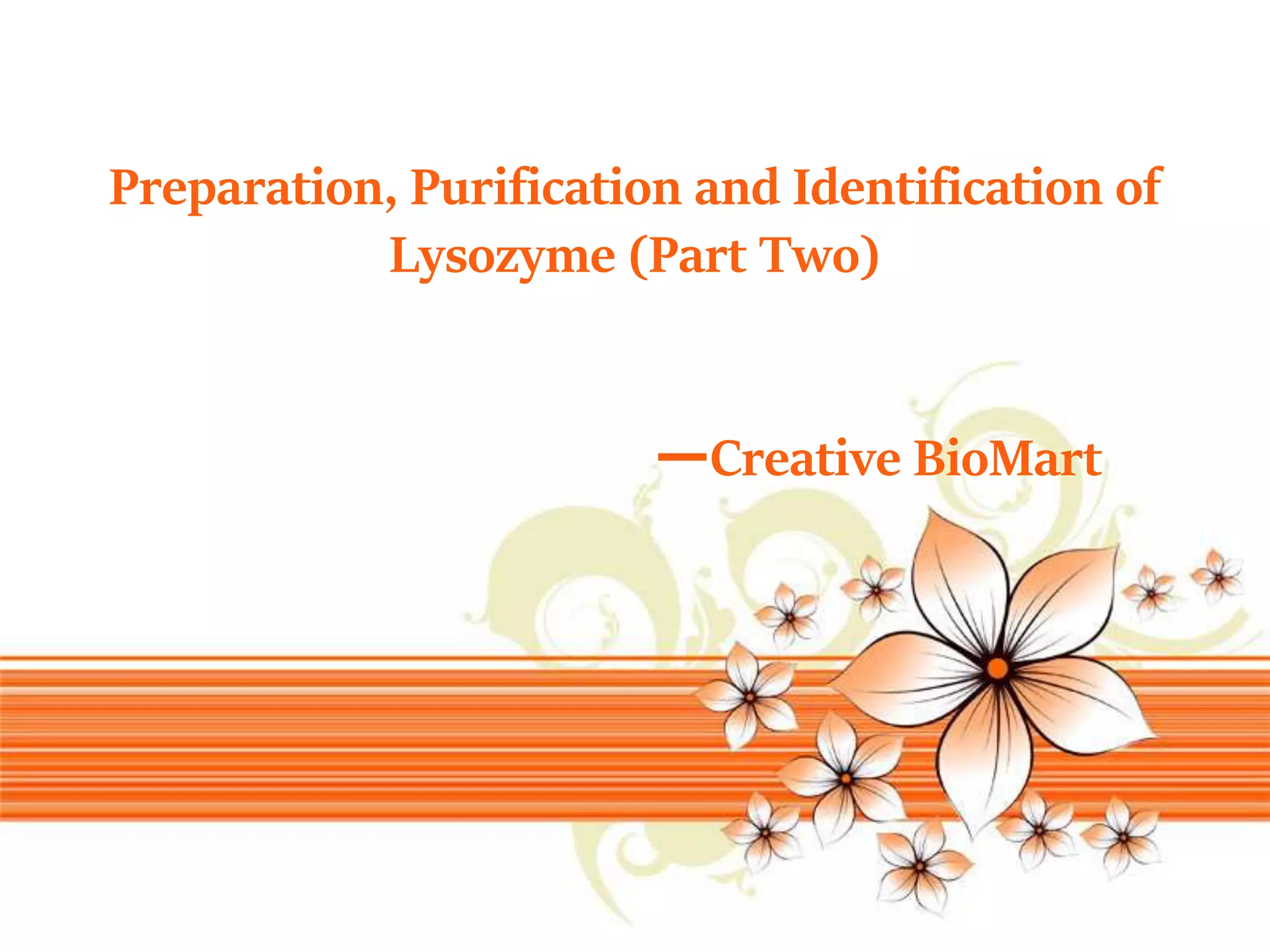 Preparation, purification and identification of lysozyme (part two ...