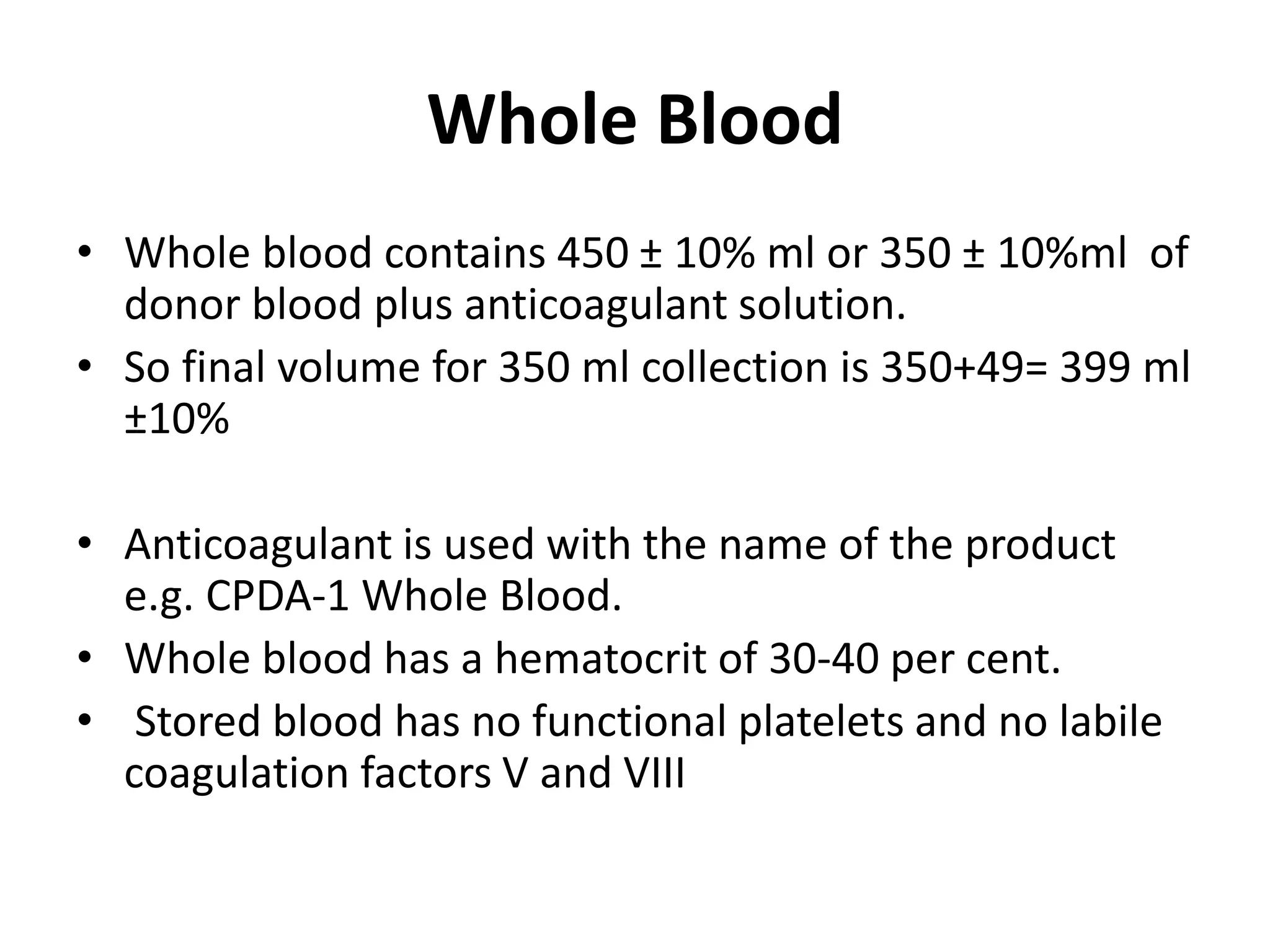 Preparations of Blood component, for use. | PPTX