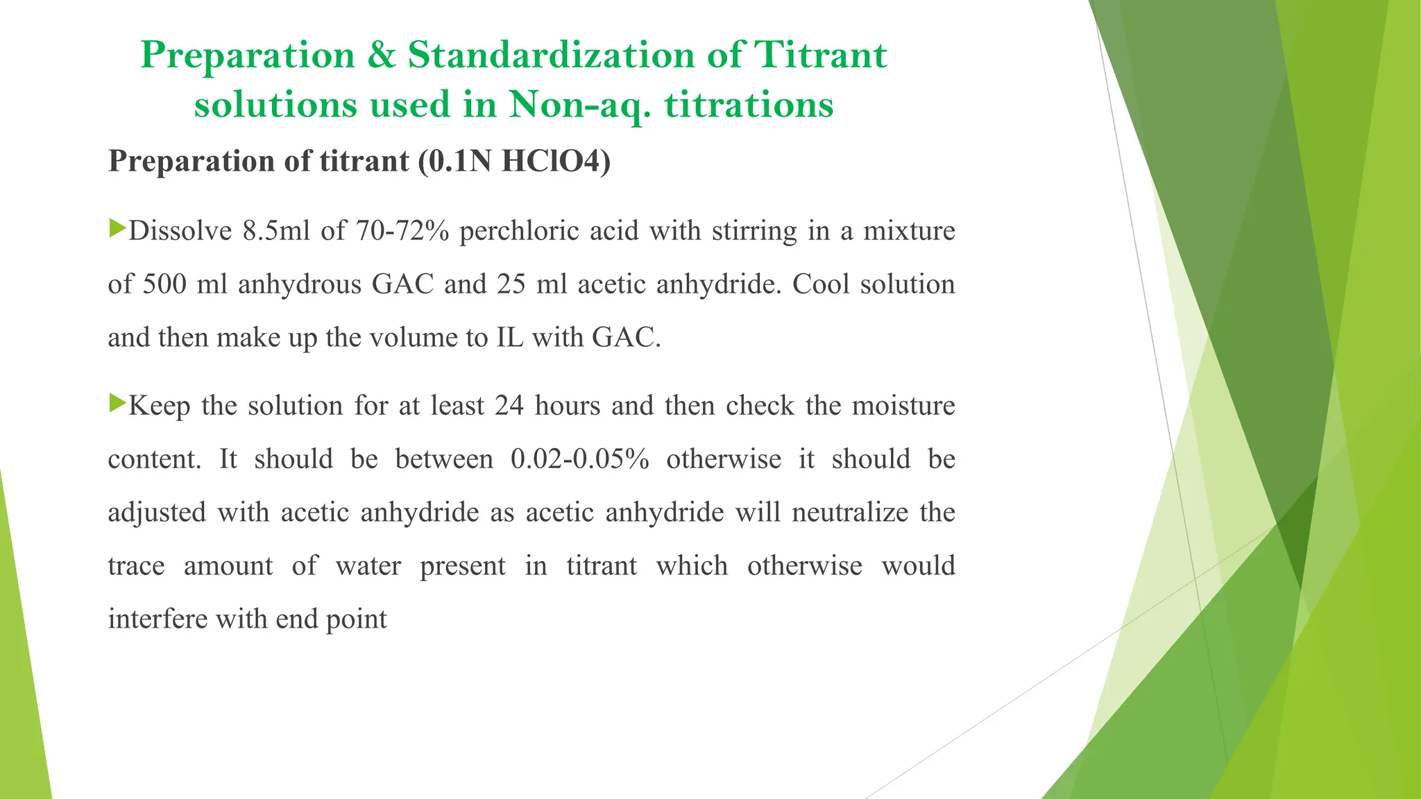Titrant Solutions used in Non-Aq. Titrations | PPT