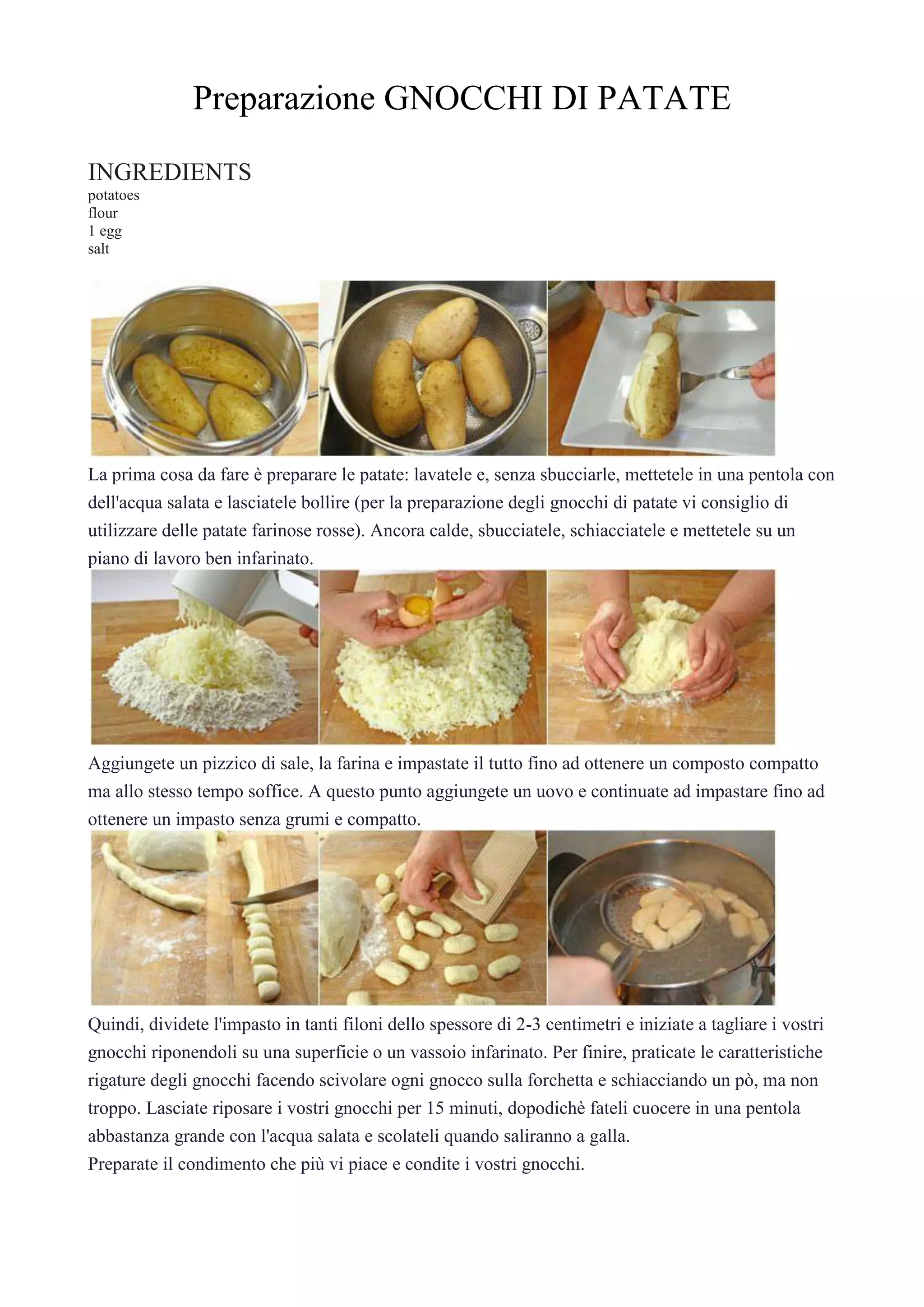 Preparazione gnocchi di patate | PDF