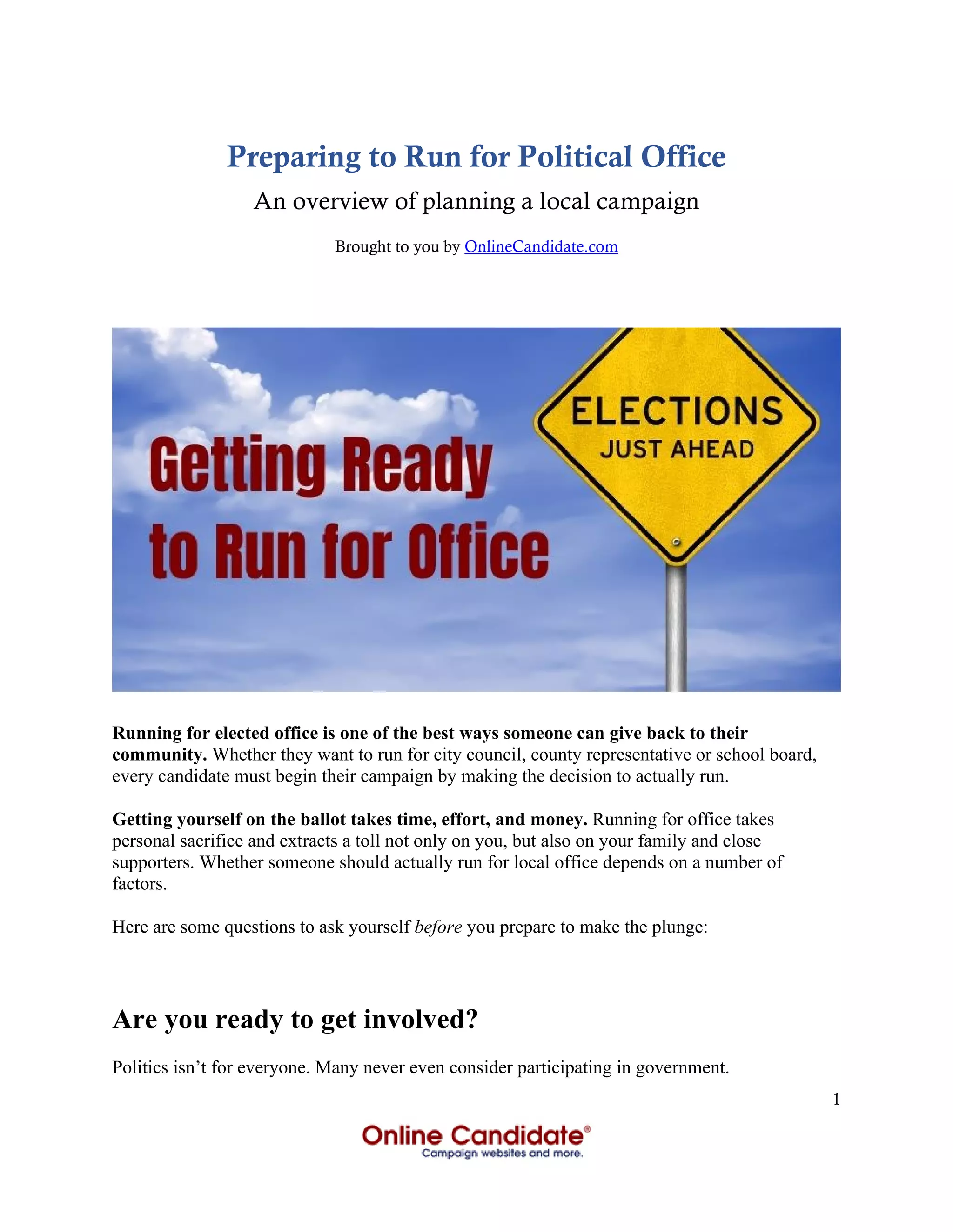 Preparing to Run for Political Office | PDF