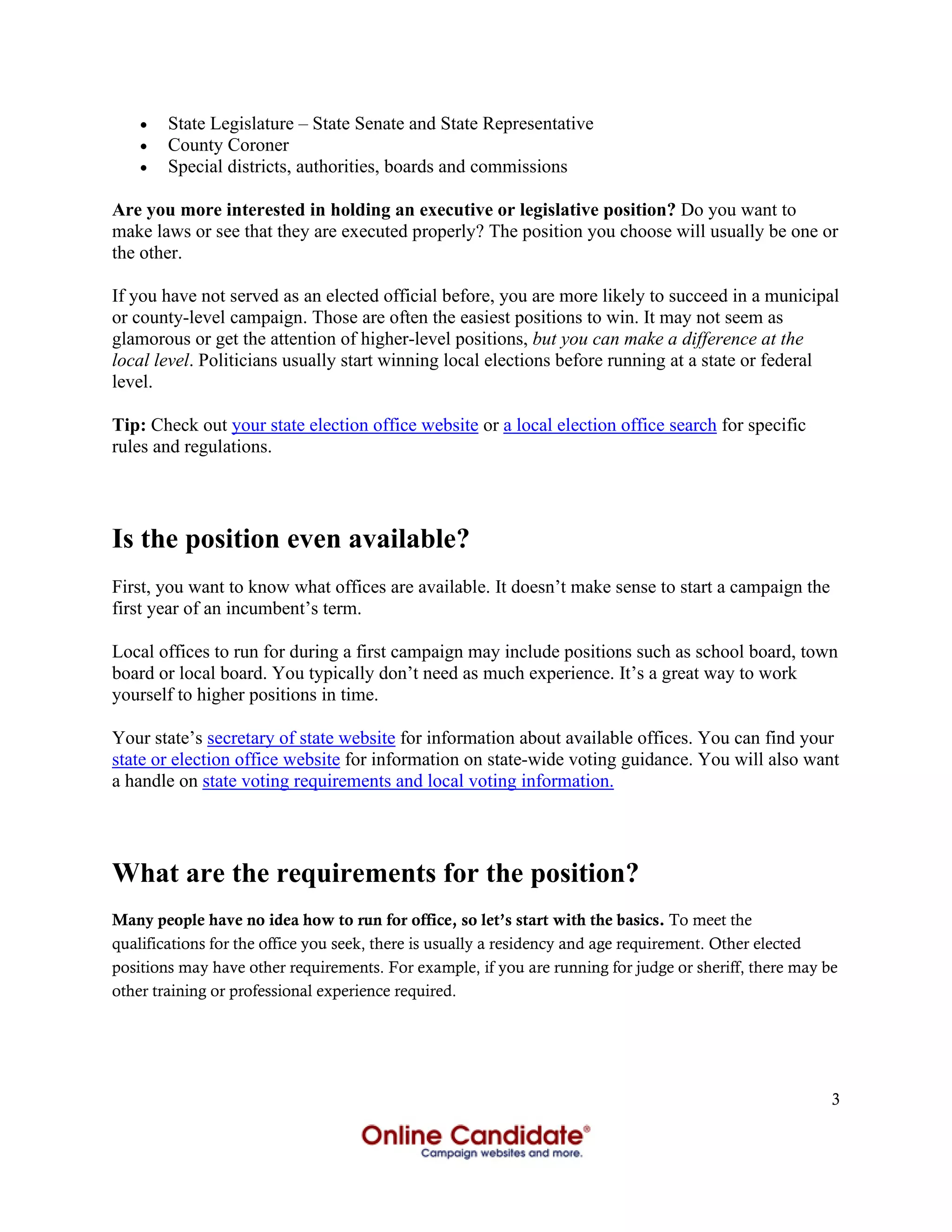 Preparing to Run for Political Office | PDF