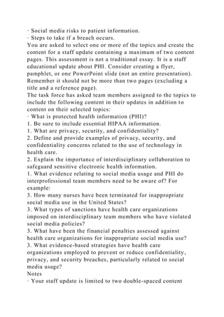 Prepare a 2-page interprofessional staff update on HIPAA and appro.docx