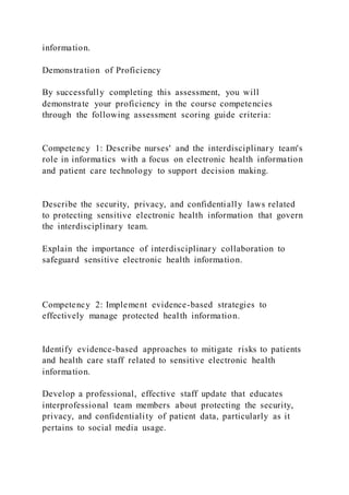 Prepare a 2-page interprofessional staff update on HIPAA and appropr | DOCX