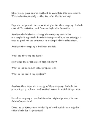 Prepare a 7-10-page business analysis that explains the generic busi.docx