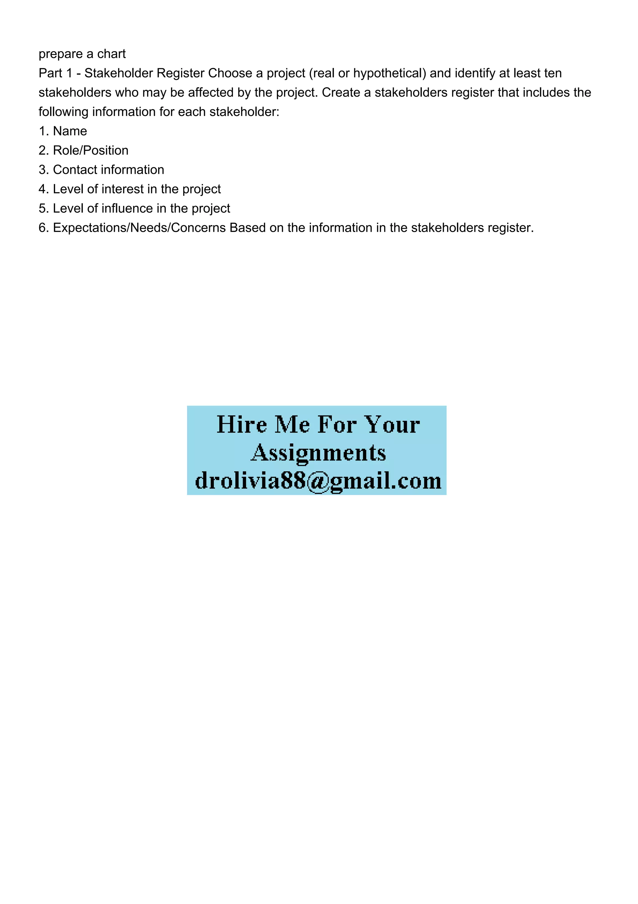 prepare a chart Part 1 Stakeholder Register Choose a proj.pdf