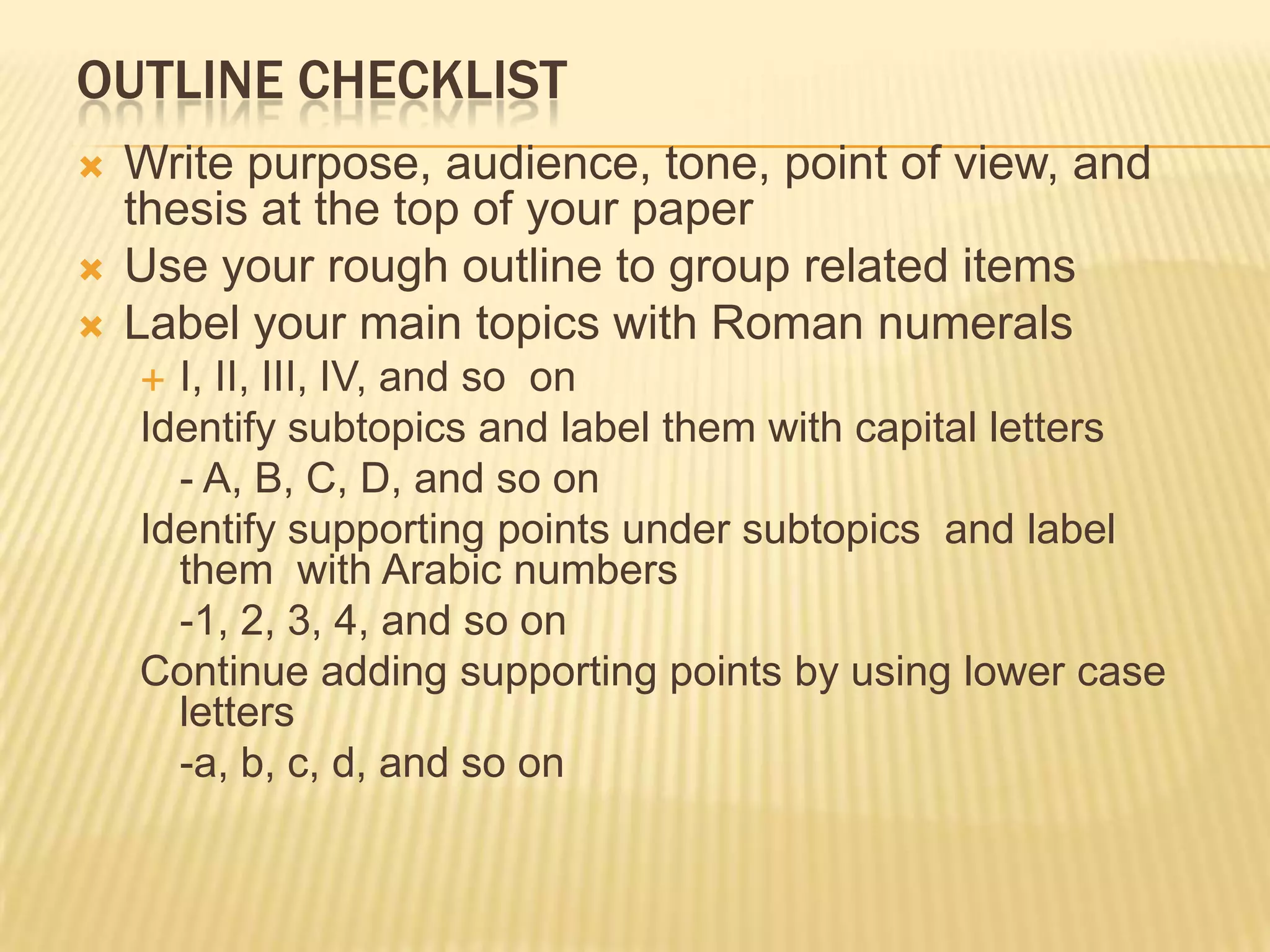 Prepare an outline | PPT