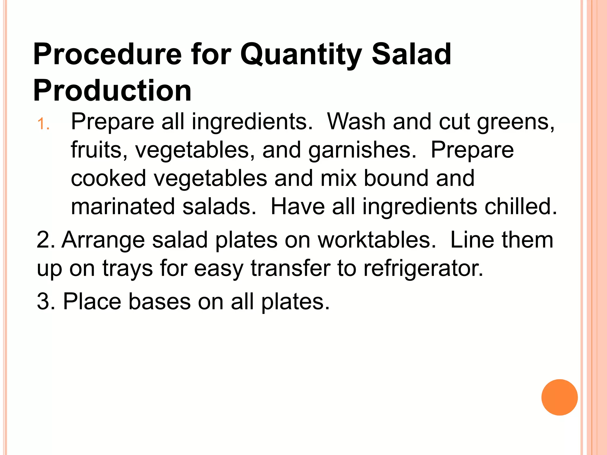 Prepare a variety of salad and dressing | PPTX