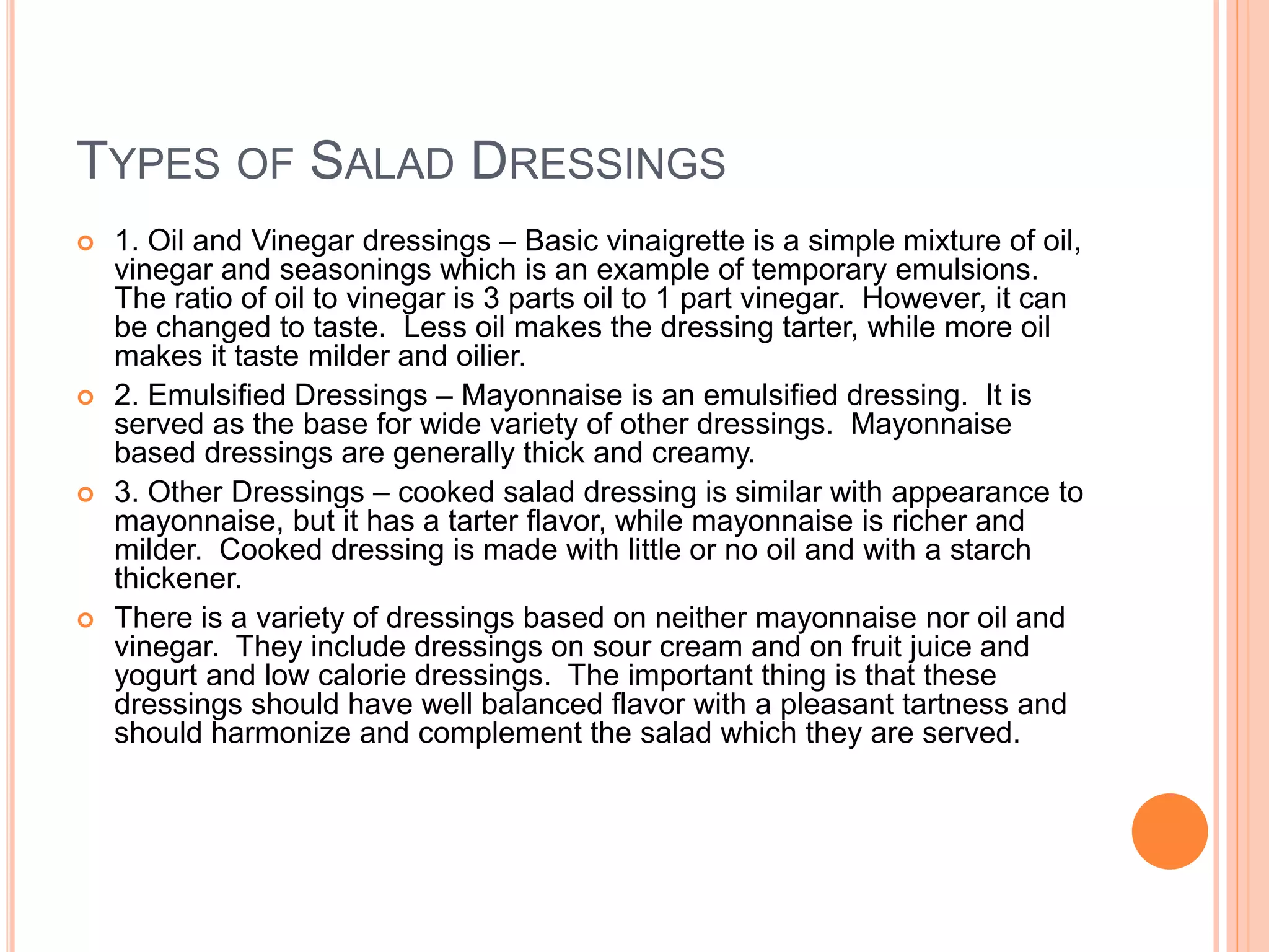 Prepare a variety of salad and dressing | PPTX