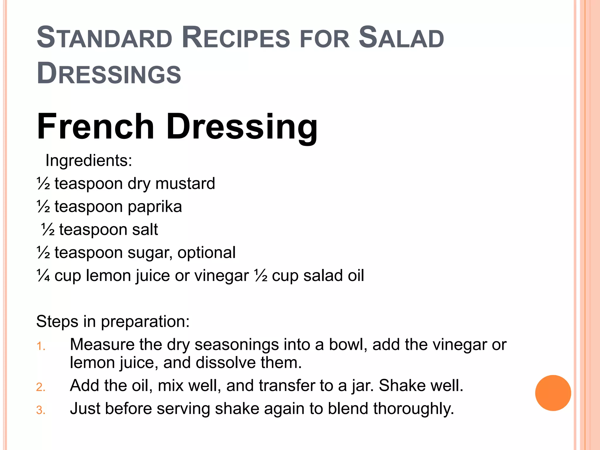 Prepare a variety of salad and dressing | PPTX