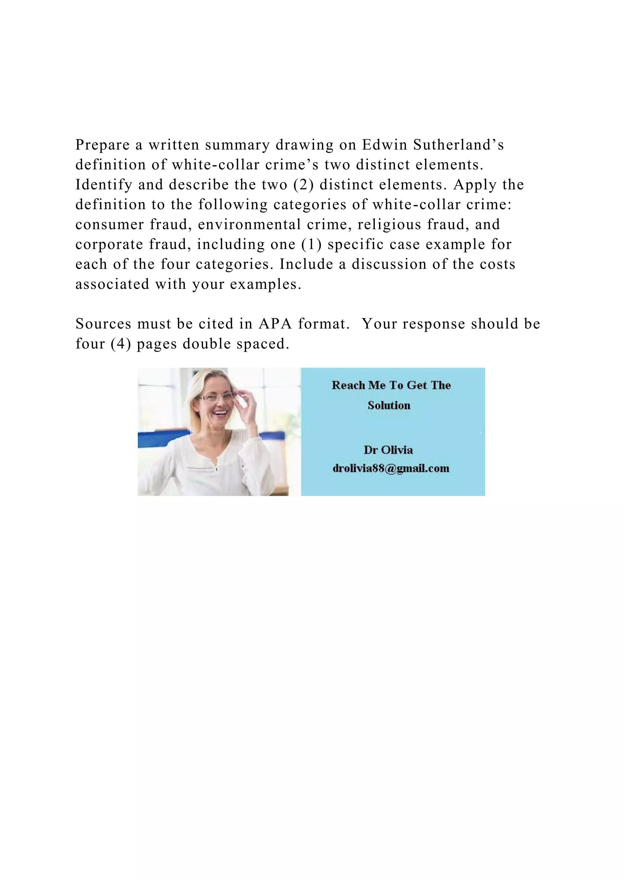 Prepare a written summary drawing on Edwin Sutherland’s definiti.docx