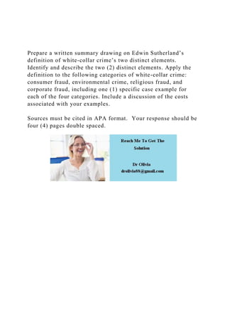 Prepare a written summary drawing on Edwin Sutherland’s definiti.docx ...