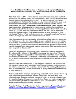 Prepared Foods and Ready-to-Eat Foods at Retail: The New Competition to ...