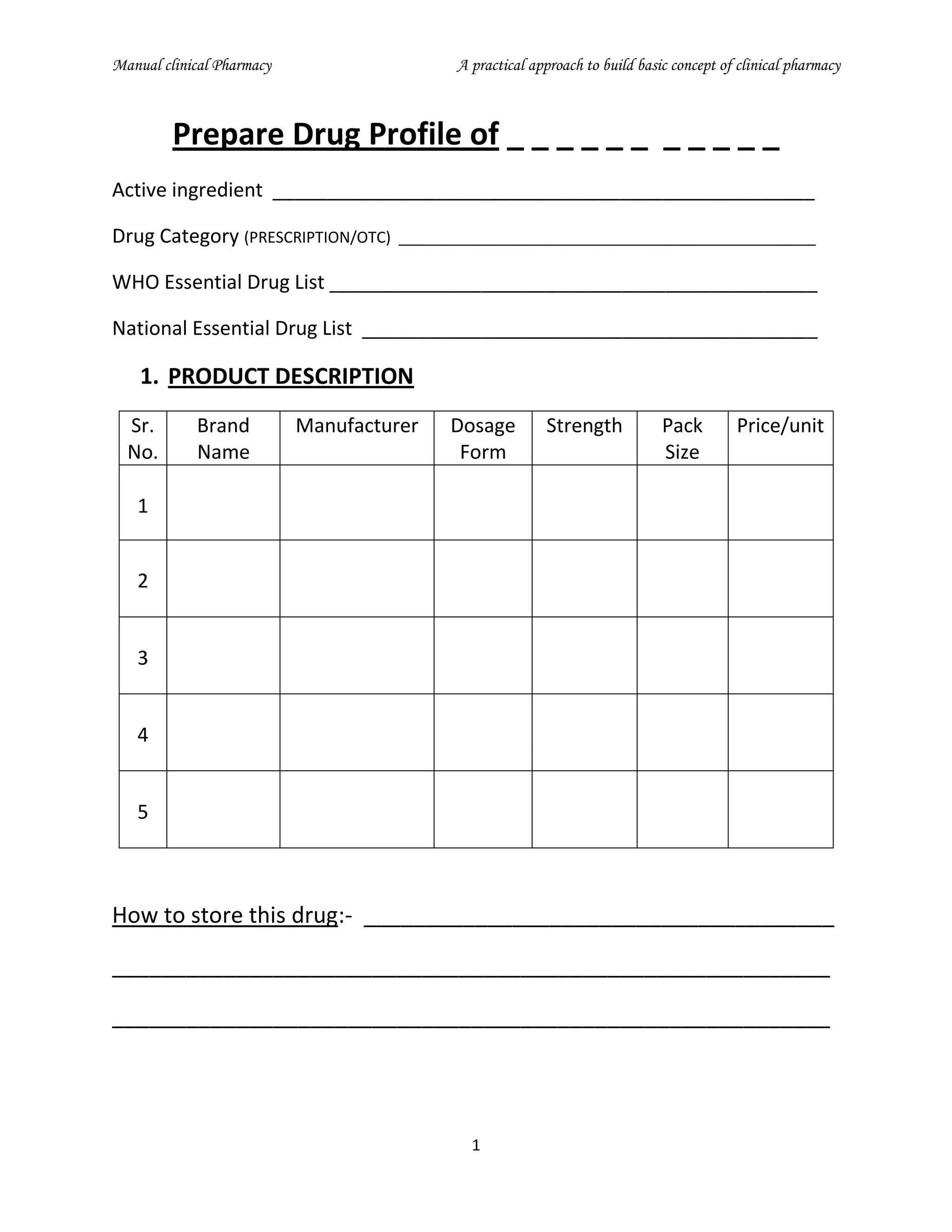 Prepare drug profile | DOCX