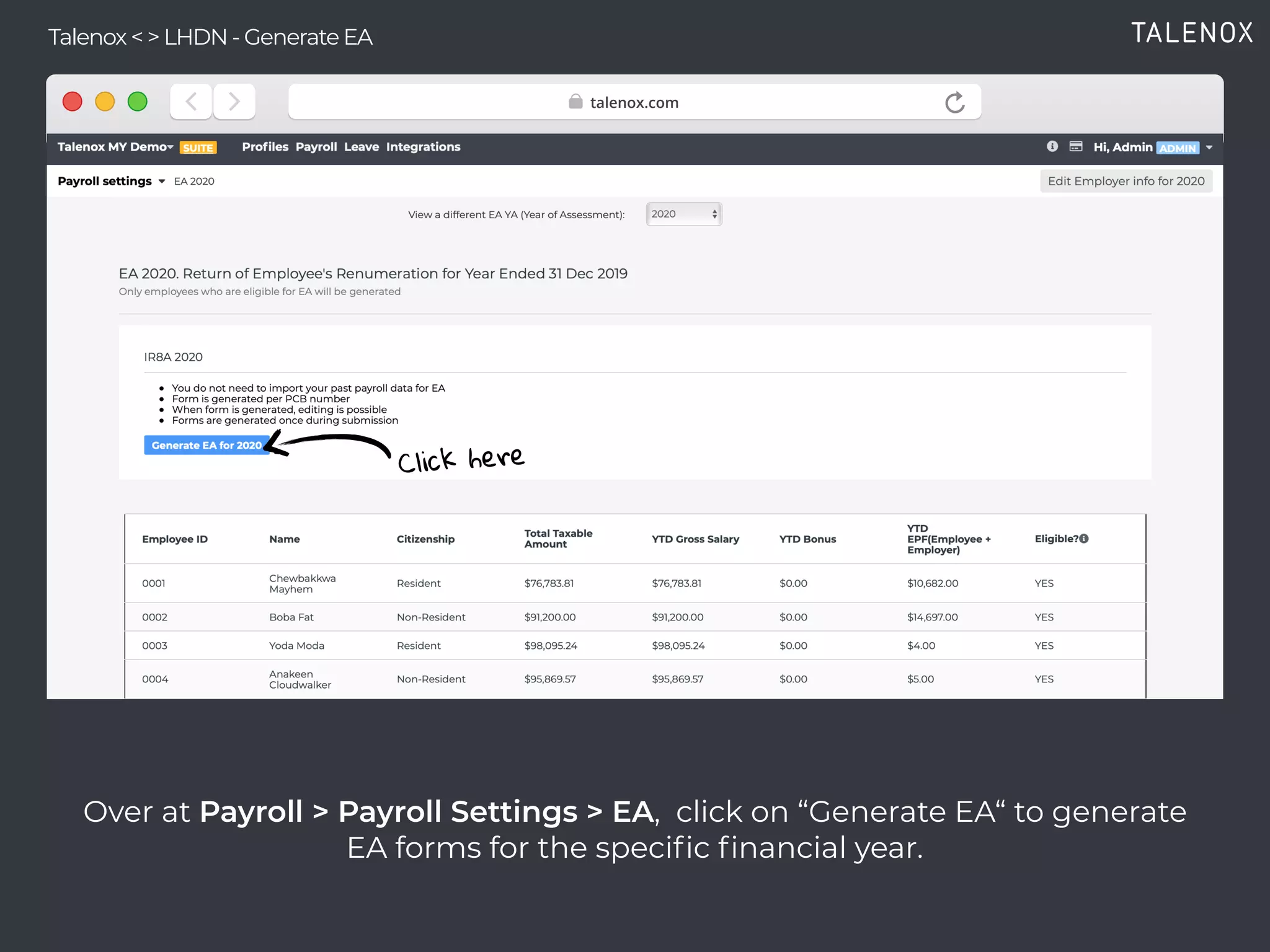 Print Form EA from Talenox | PPT