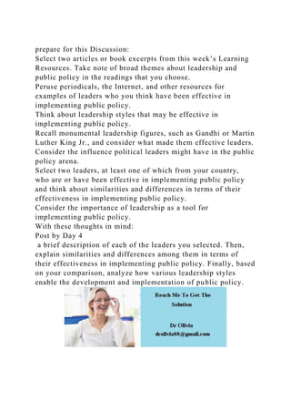 prepare for this DiscussionSelect two articles or book excerpts f.docx