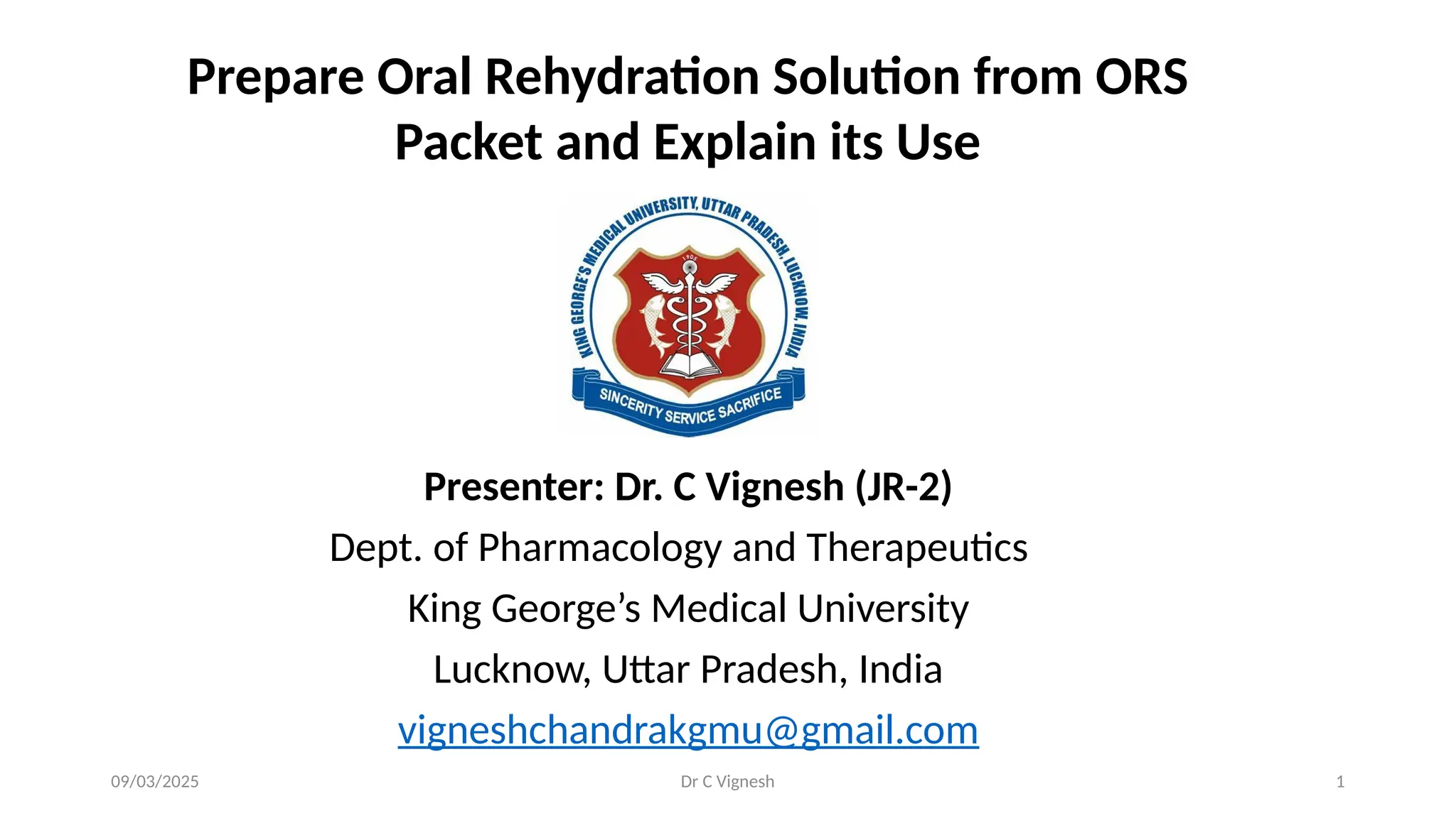 Prepare ORS from ORS packet and explain its use | PPTX