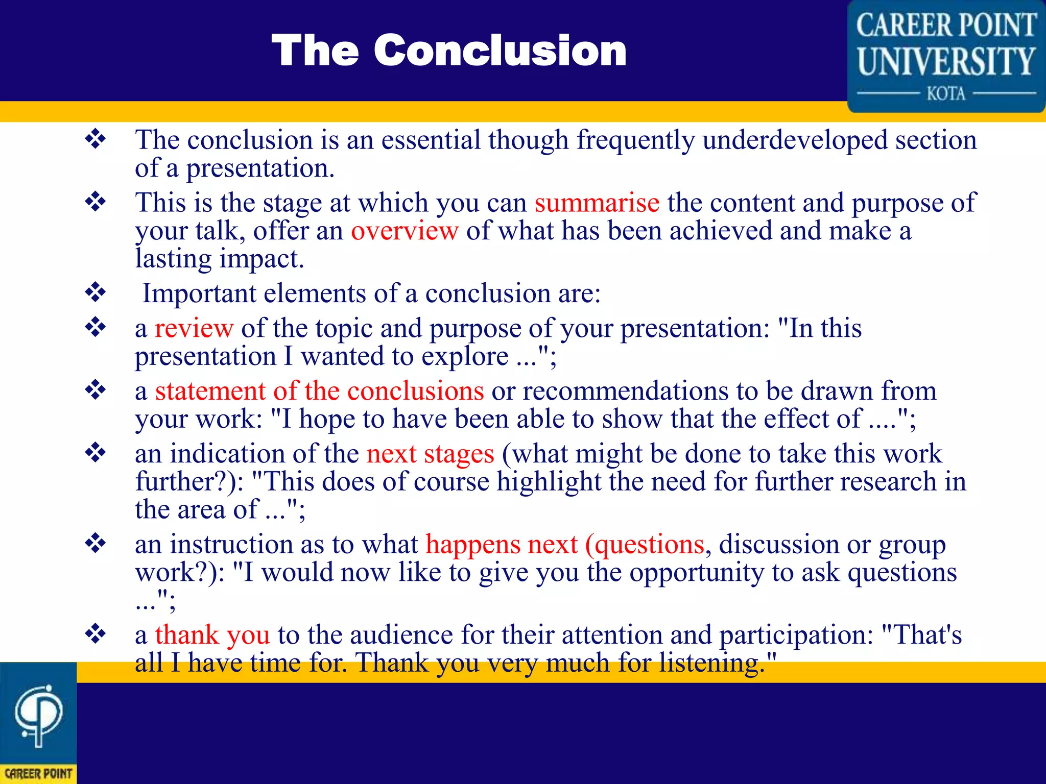 Prepare & practice the introduction and conclusion | PPTX | Educational ...