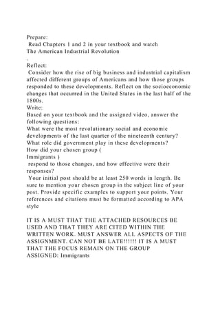 Prepare Read Chapters 1 and 2 in your textbook and watch The Am.docx