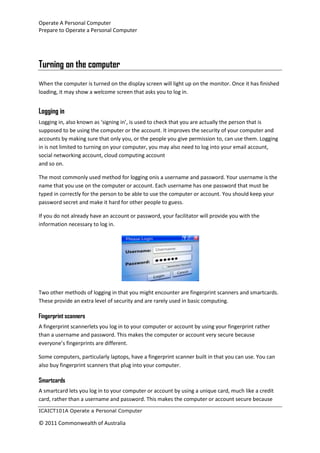 Prepare to use a personal computer | PDF