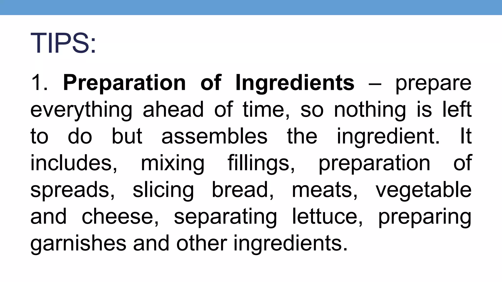 Prepare Variety of Sandwiches | PPTX
